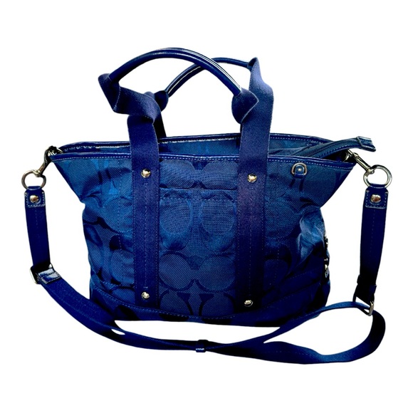Coach | Bags | Coach Royal Blue Signature 2way Purse With Patent Trim ...